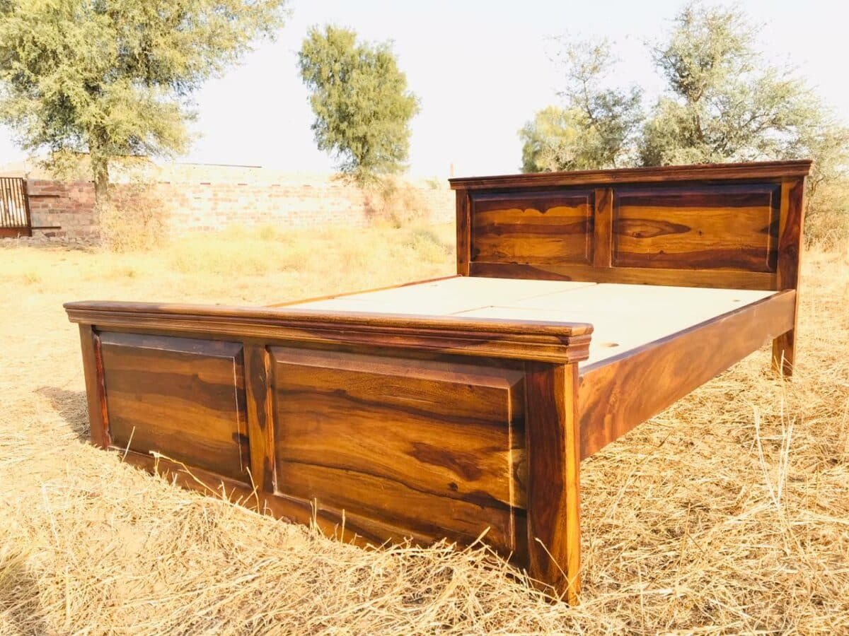 Cava Solid Sheesham Wood Carved Bed - Soni Art