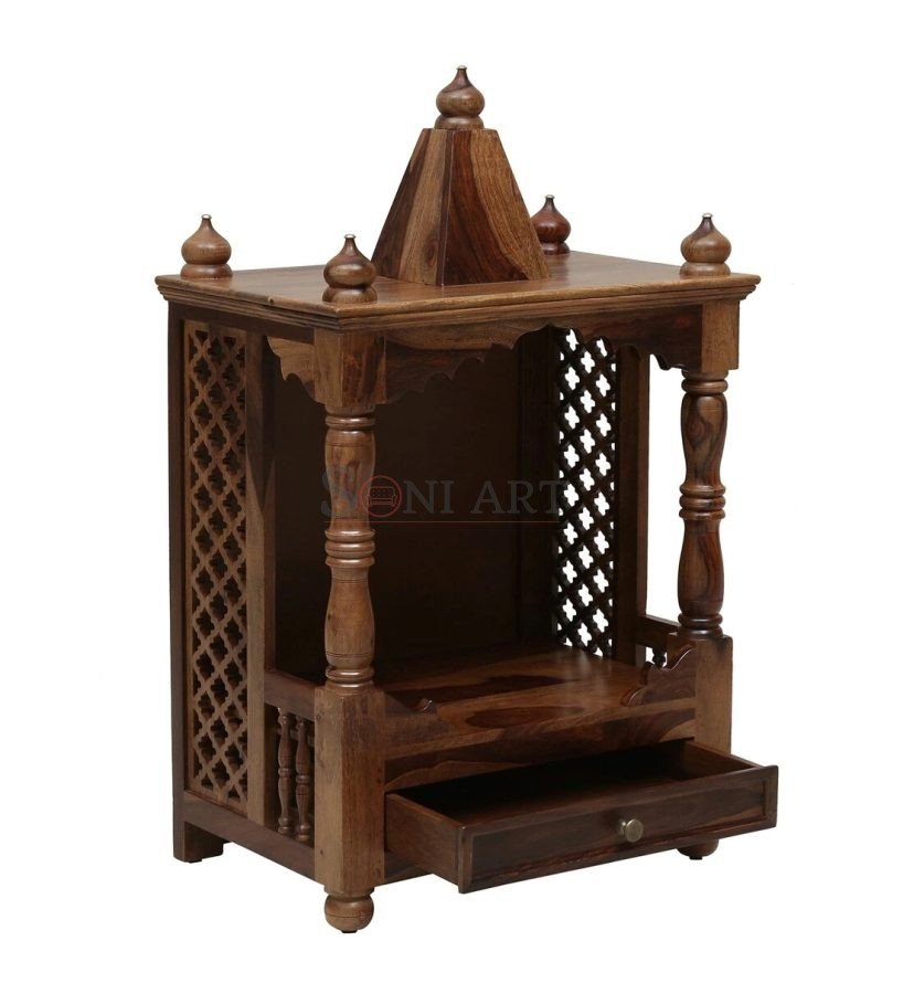 Pillar Carved Solid Sheesham Wood Home Temple Mandir - Soni Art